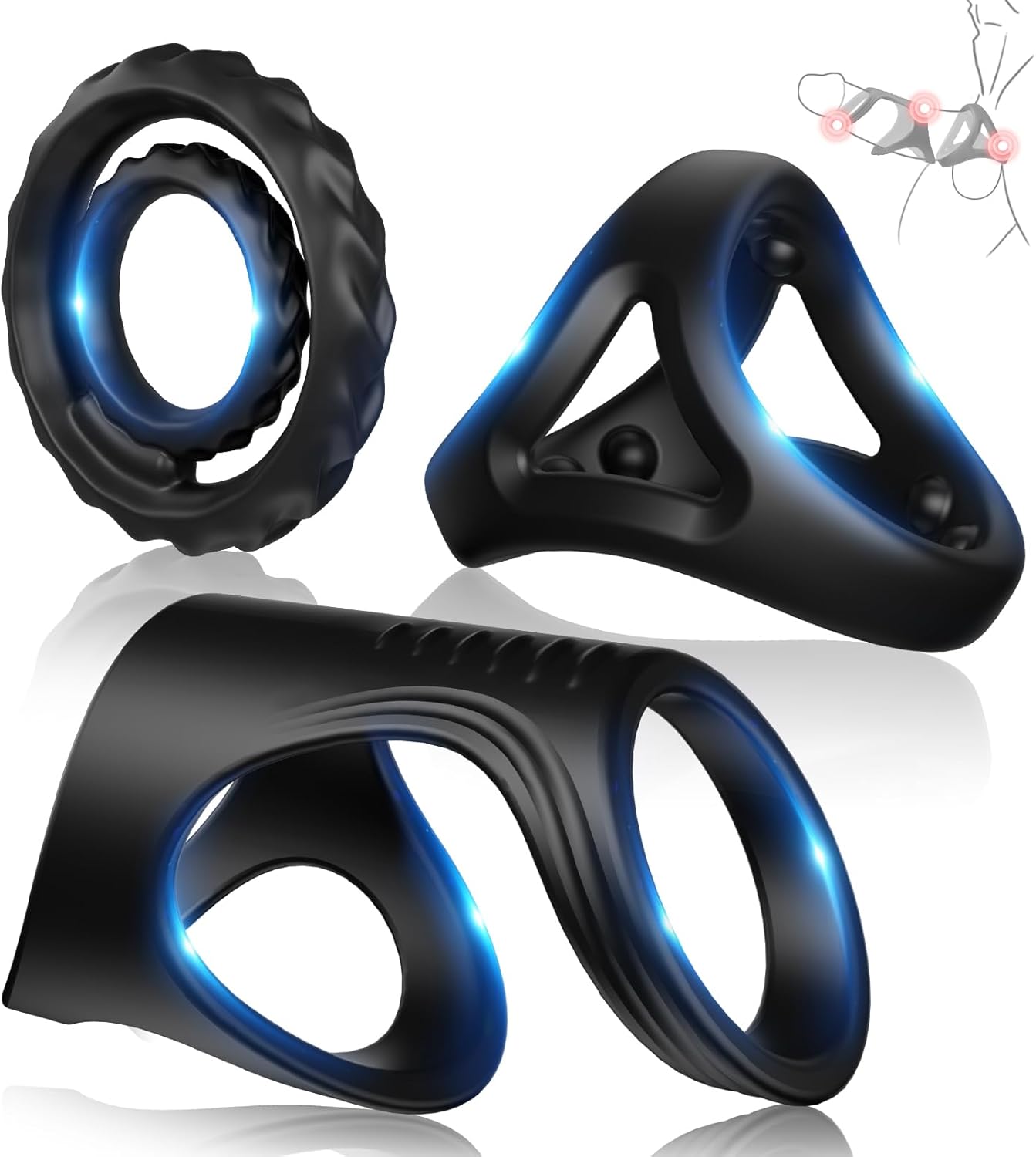 Amazon.com: Silicone Cock Ring Set Sex Toys for Men, FONDJOY Thick ...