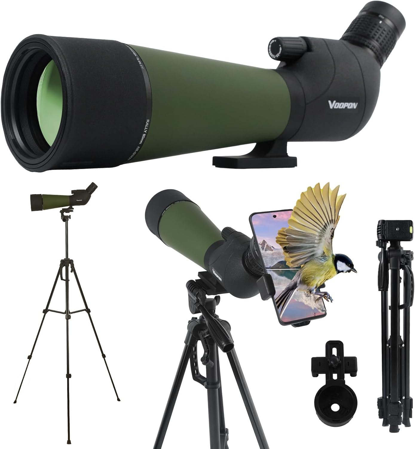 Amazon.com: Voopon 25-75x80 HD Spotting Scope with 63 inch Upgraded ...