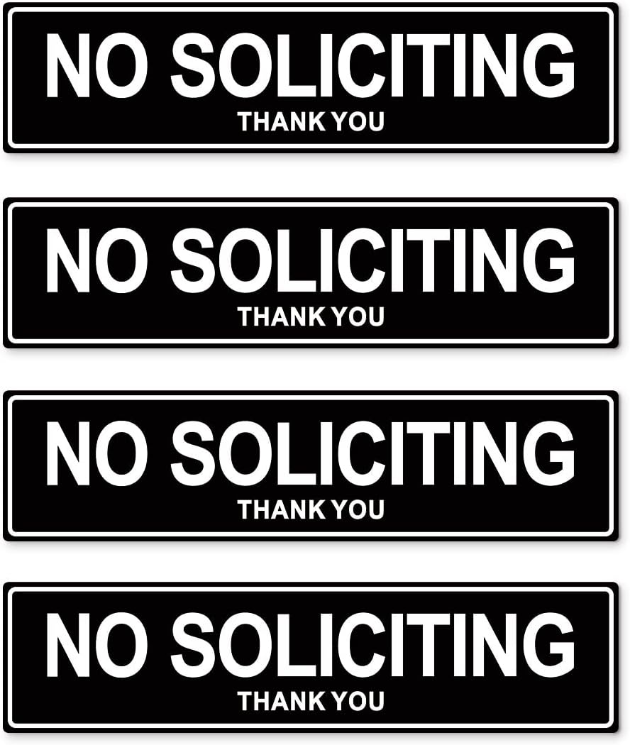 4 Pack No Soliciting Sign Sticker for House, No Soliciting Thank You ...