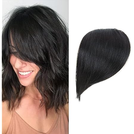 Amazon.com : Dsoar Thick Side Bangs Clip In Real Human Hair Bangs ...