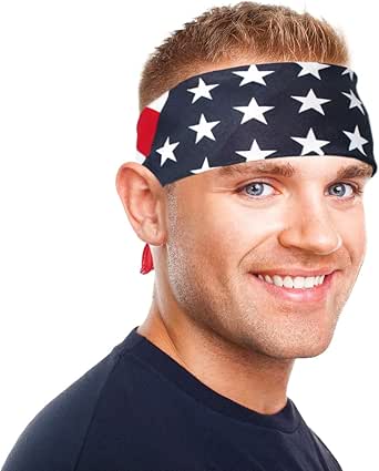 Amazon.com: Costume Adventure Mens American Flag Bandana Headband USA ...