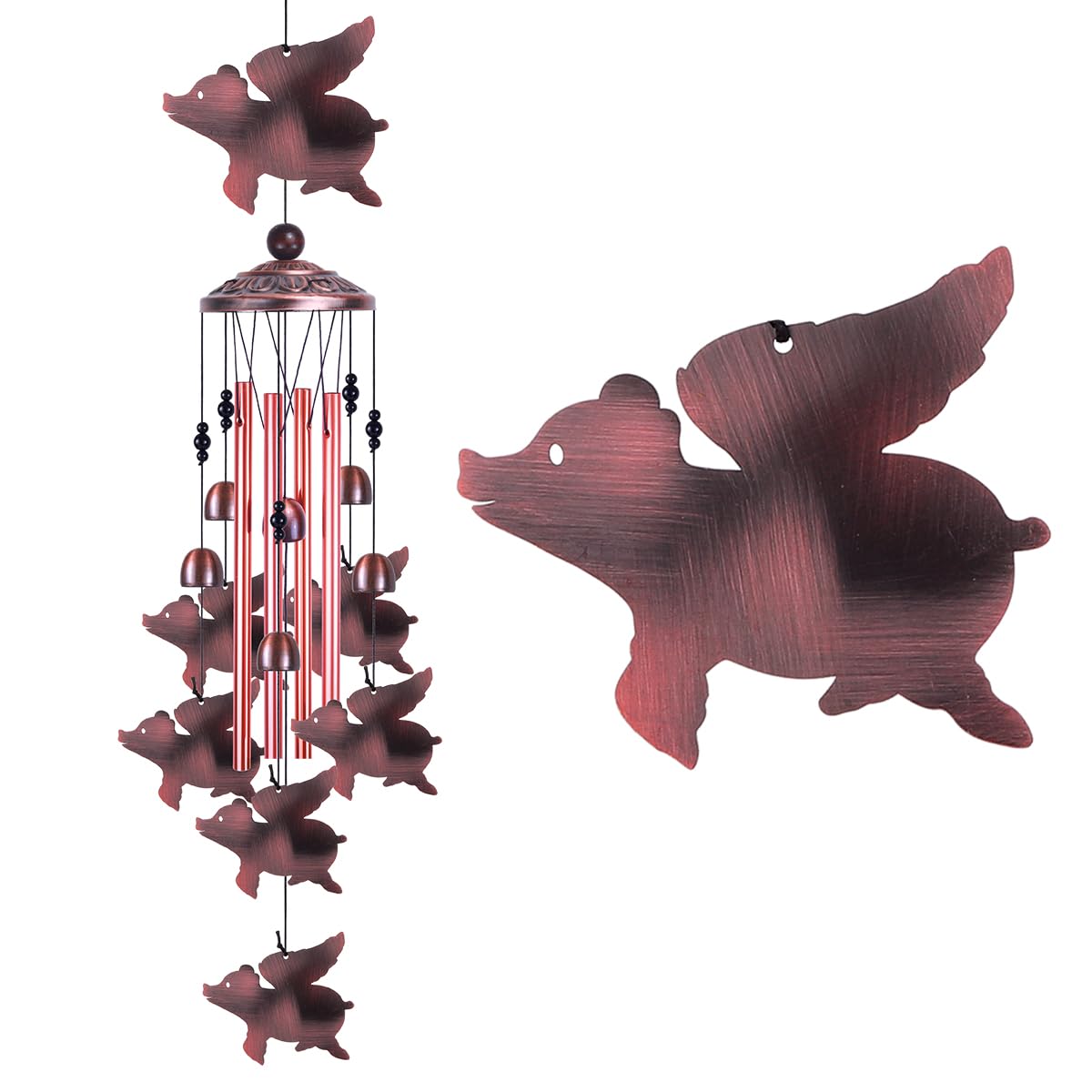 Amazon.com : Fly Pigs Wind Chimes Outdoor Decor - with 4 Tubes 7 Pigs ...