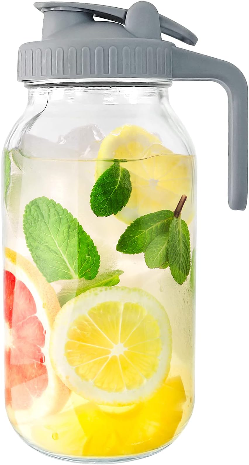 Amazon.com: YEBODA 64oz Glass Pitcher with Lid, 2 Quart Mason Jar ...