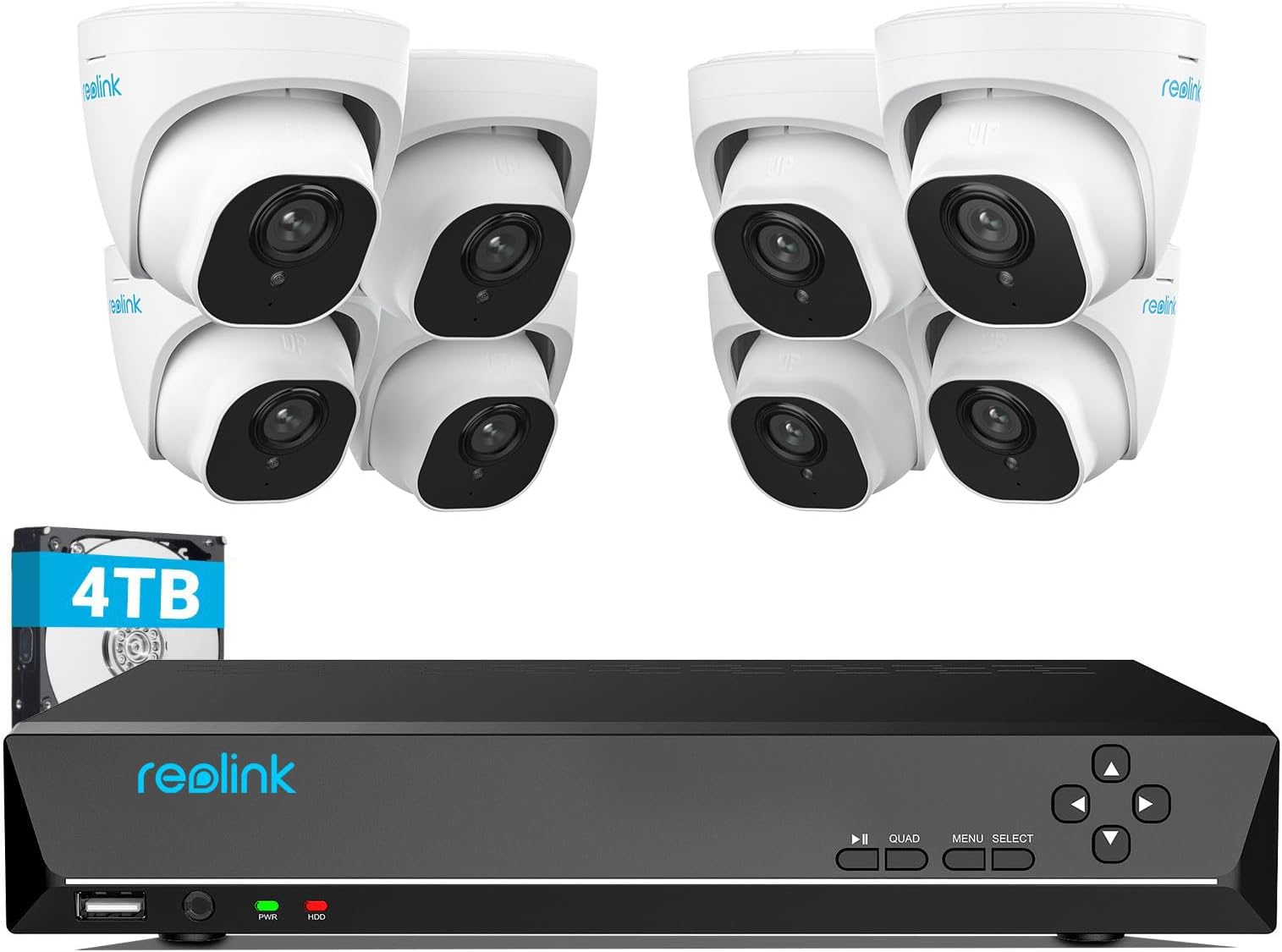 Reolink 4K PoE Camera Security System, 16CH 4K NVR with 4TB HDD and 8X ...