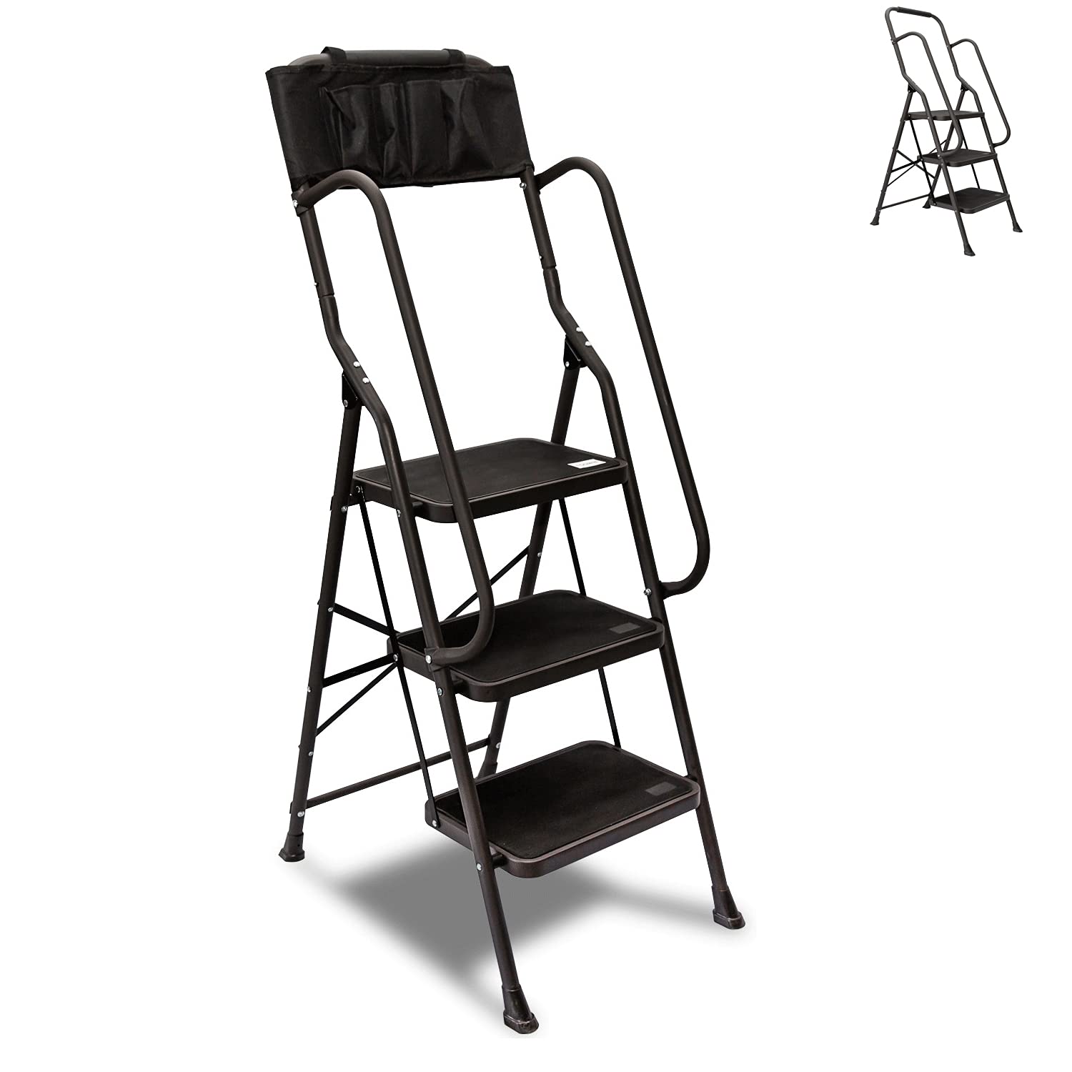 Buy FOOWIN Step Ladder 3 Step Folding Ladder With Handrails Portable buy-foowin-step-ladder-3-step-folding-ladder-with-handrails-portable