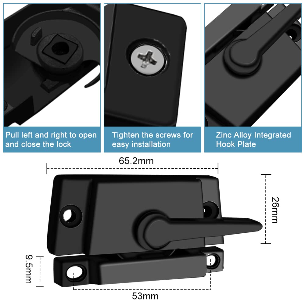 Snapklik.com : Sliding Window Sash Locks Black 8 Pack Cam Sash Locks ...