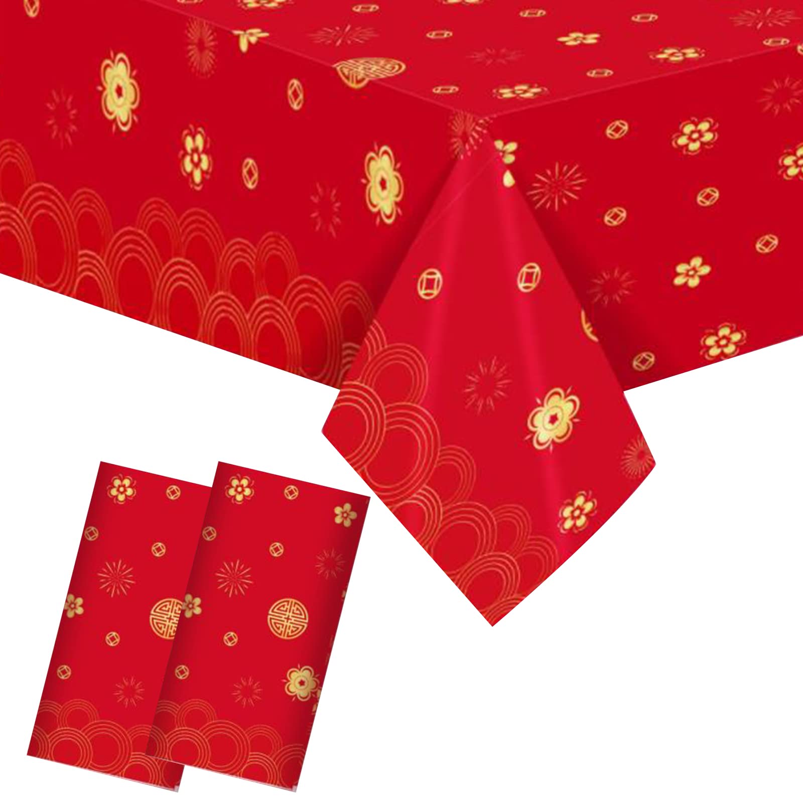 SINGOMON 2 Packs Chinese Red Tablecloth Red Table Cloths Rectangular ...