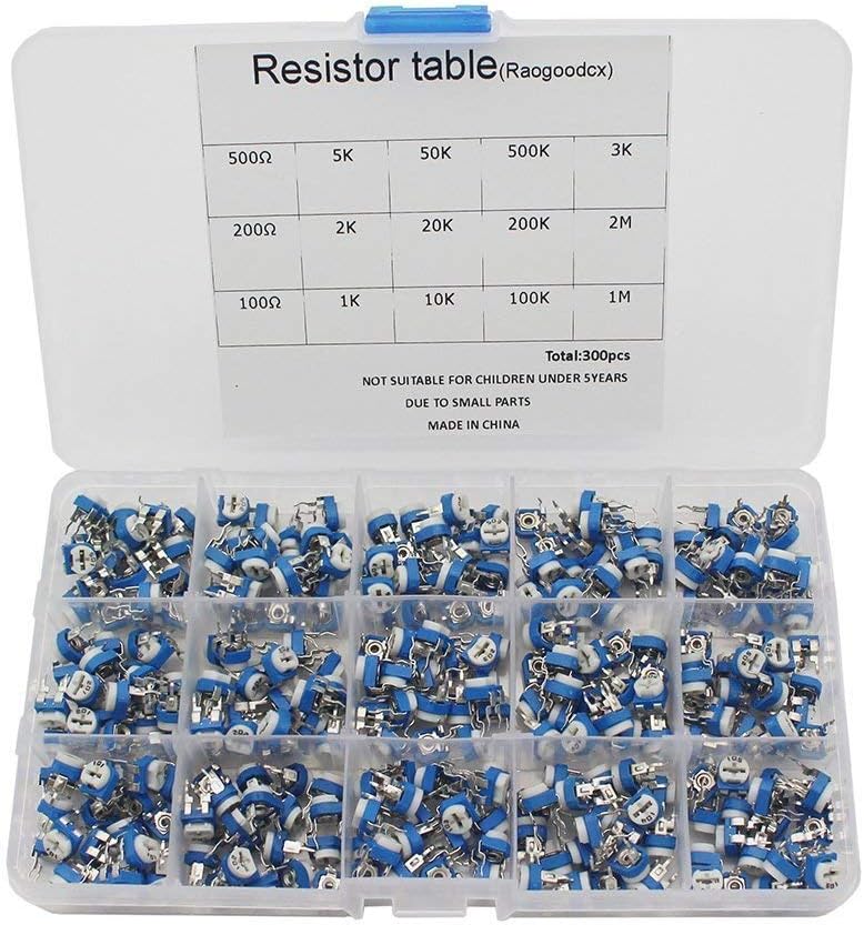 Amazon.com: Raogoodcx Variable Resistor Assorted Kit 15 Value 300pcs ...