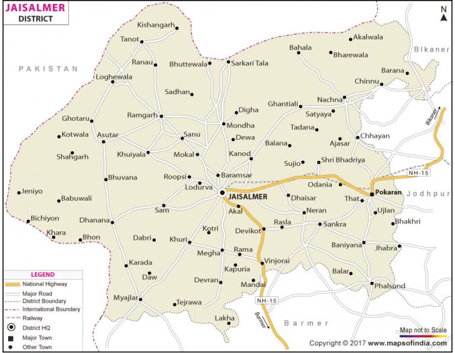 Jaisalmer District Map, Rajasthan (48 Width) : Amazon.in: Home & Kitchen
