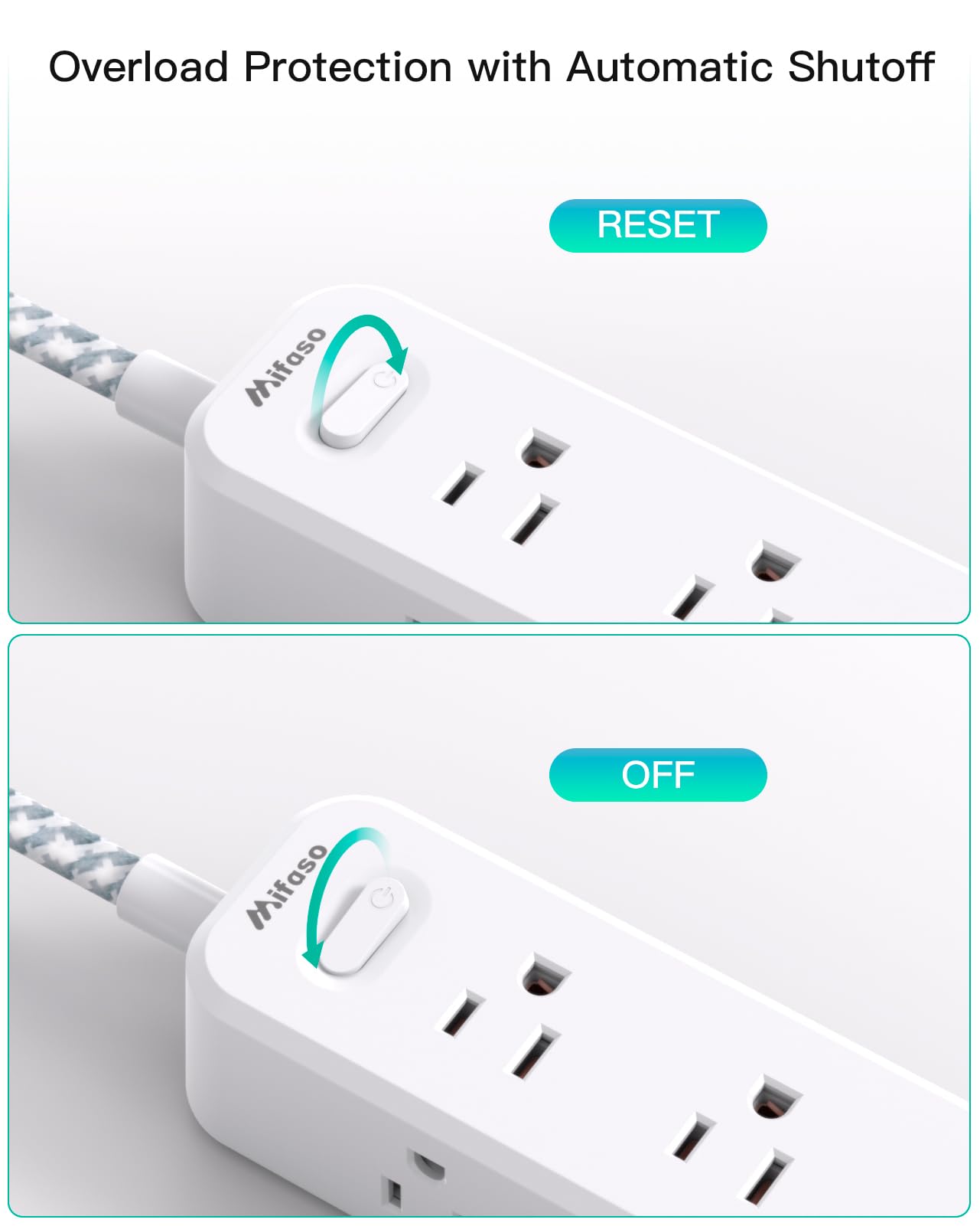 Snapklik.com : Mifaso Extension Cord, Surge Protector Power Strip, Long ...