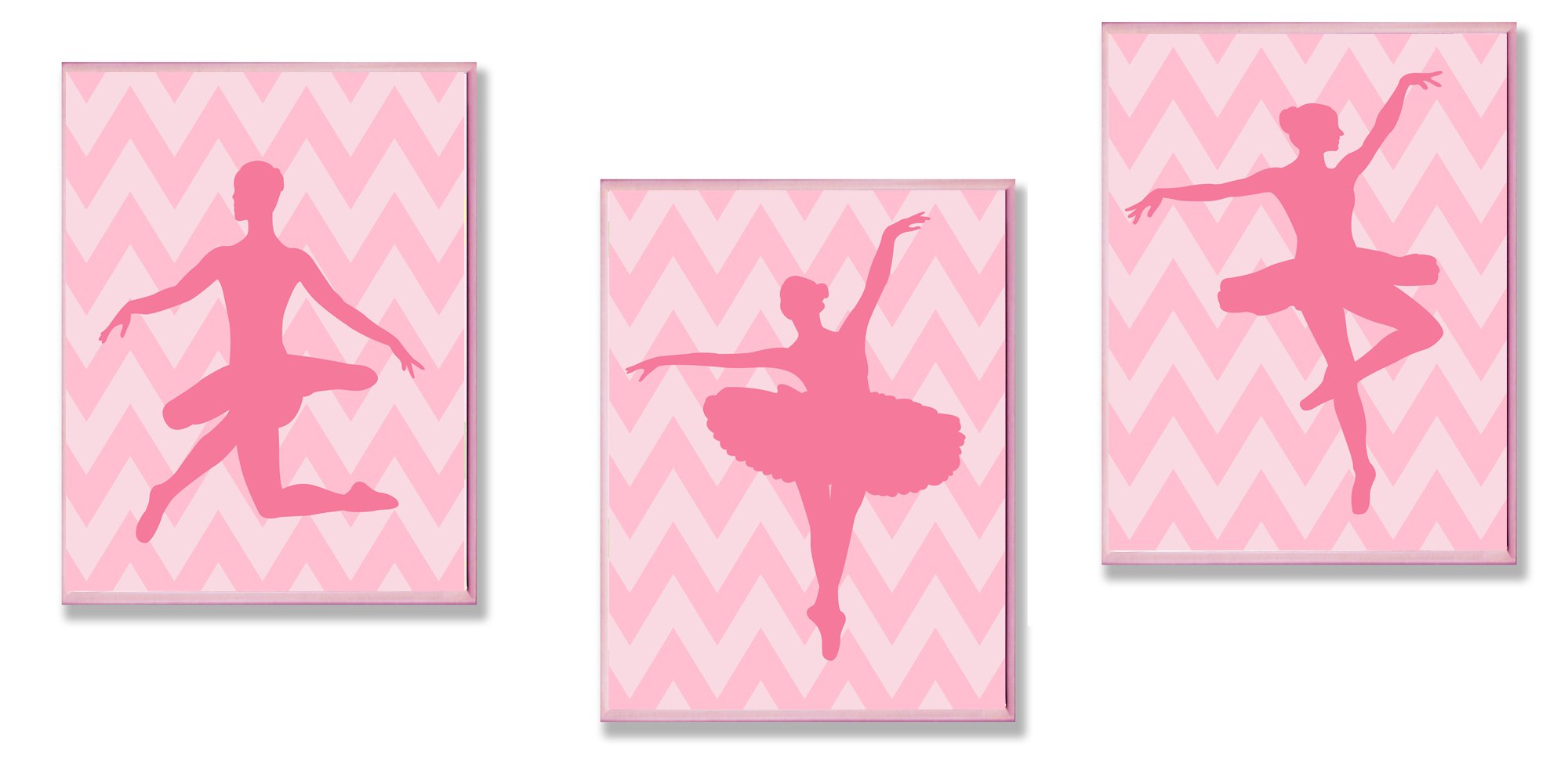Amazon.com: The Kids Room by Stupell Pink Ballerina Silhouettes On Pink ...