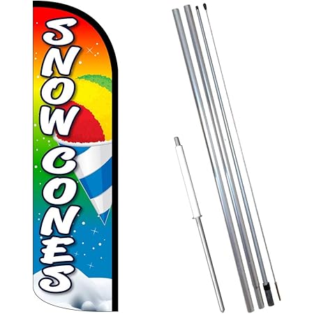 Amazon.com : Snow Cones Premium Windless Feather Flag Bundle (11.5 ...