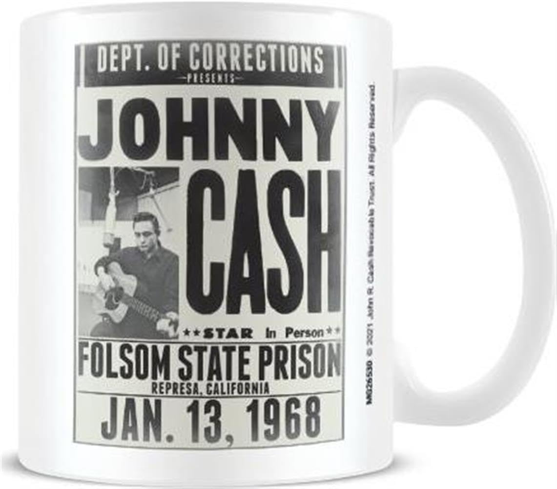 Amazon.com | Johnny Cash (Folsom State Prison) 11oz/315ml White Mug ...