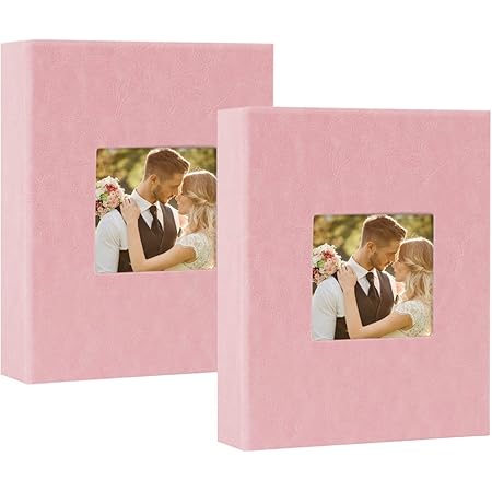 Amazon.com: 2-Pack Small Photo Album 4x6 - Simple Leather Hardcover ...