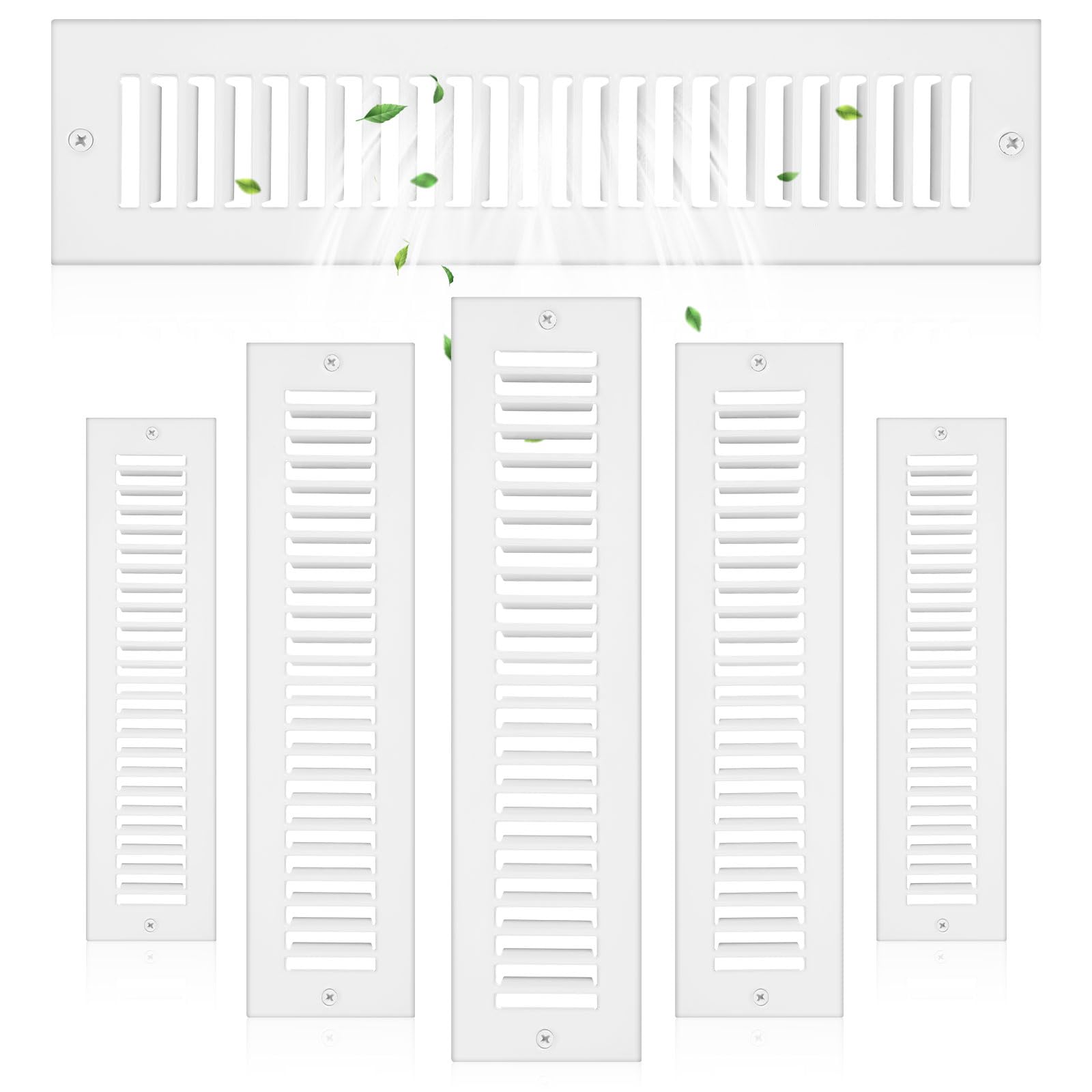 VIHOSE 6 Pcs 2" x 12" Toe Kick Vent Cover White Cabinet Toe Kick Space ...