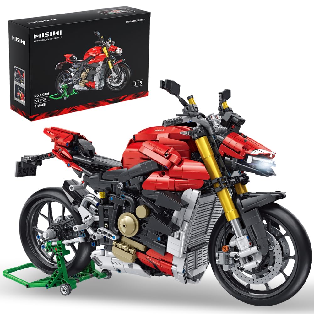 MISINI 672105 Technik Off-Road Motorcycle Building Blocks V4 Motorcycle ...