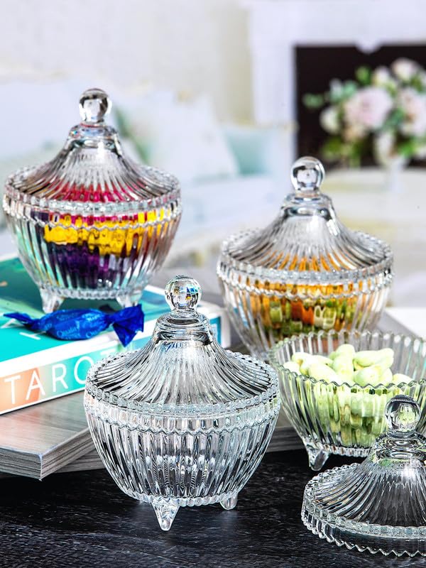 Buy Goodhomes Glass Candy Bowl with Lid Set of 4pcs Online at Low ...
