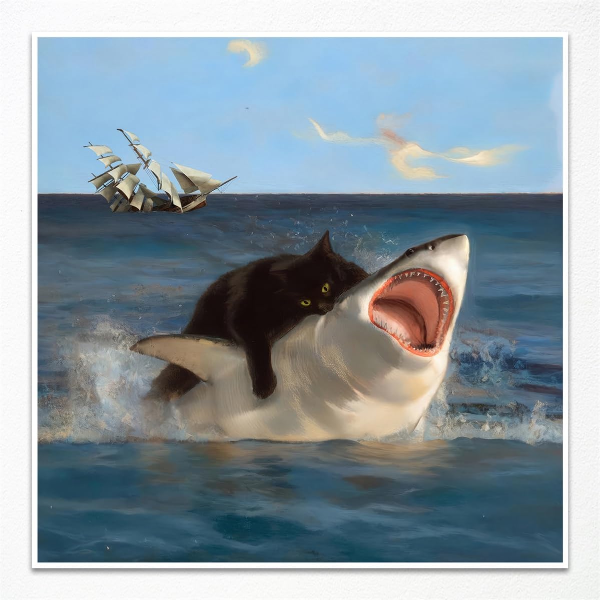 Amazon.com: Generic Fat Cat Vs. Shark Meme In Renaissance Painting ...