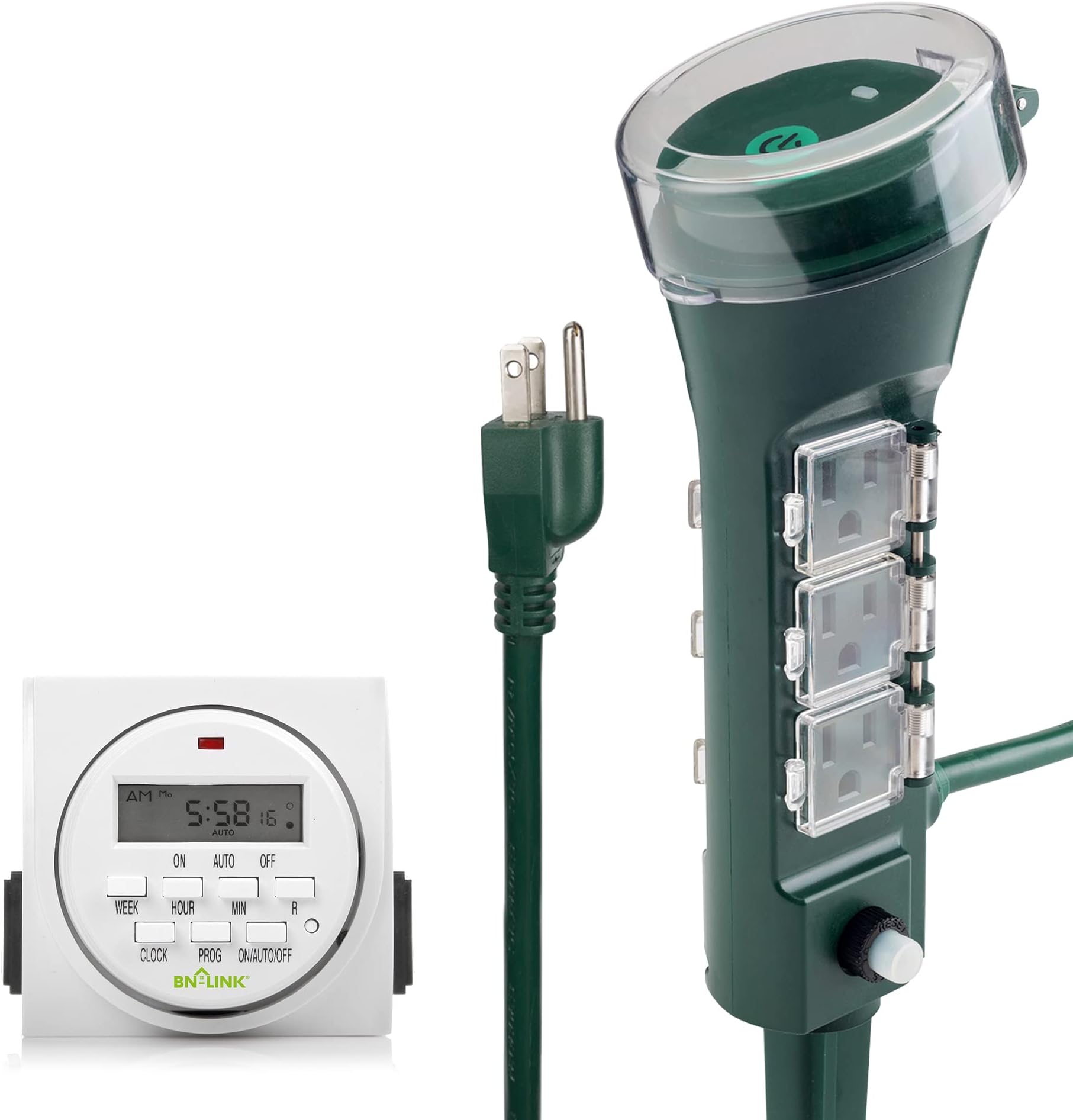 BN-LINK 7 Day Heavy Duty Digital Programmable Timer, Indoor Dual Outlet ...