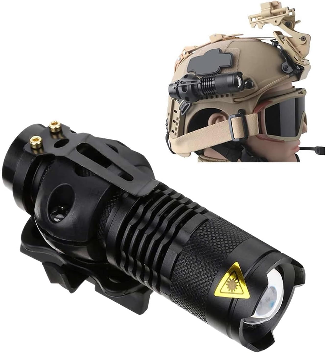 Amazon.com: HIGOO Tactical Flashlight Helmet Mounted LED Light ...