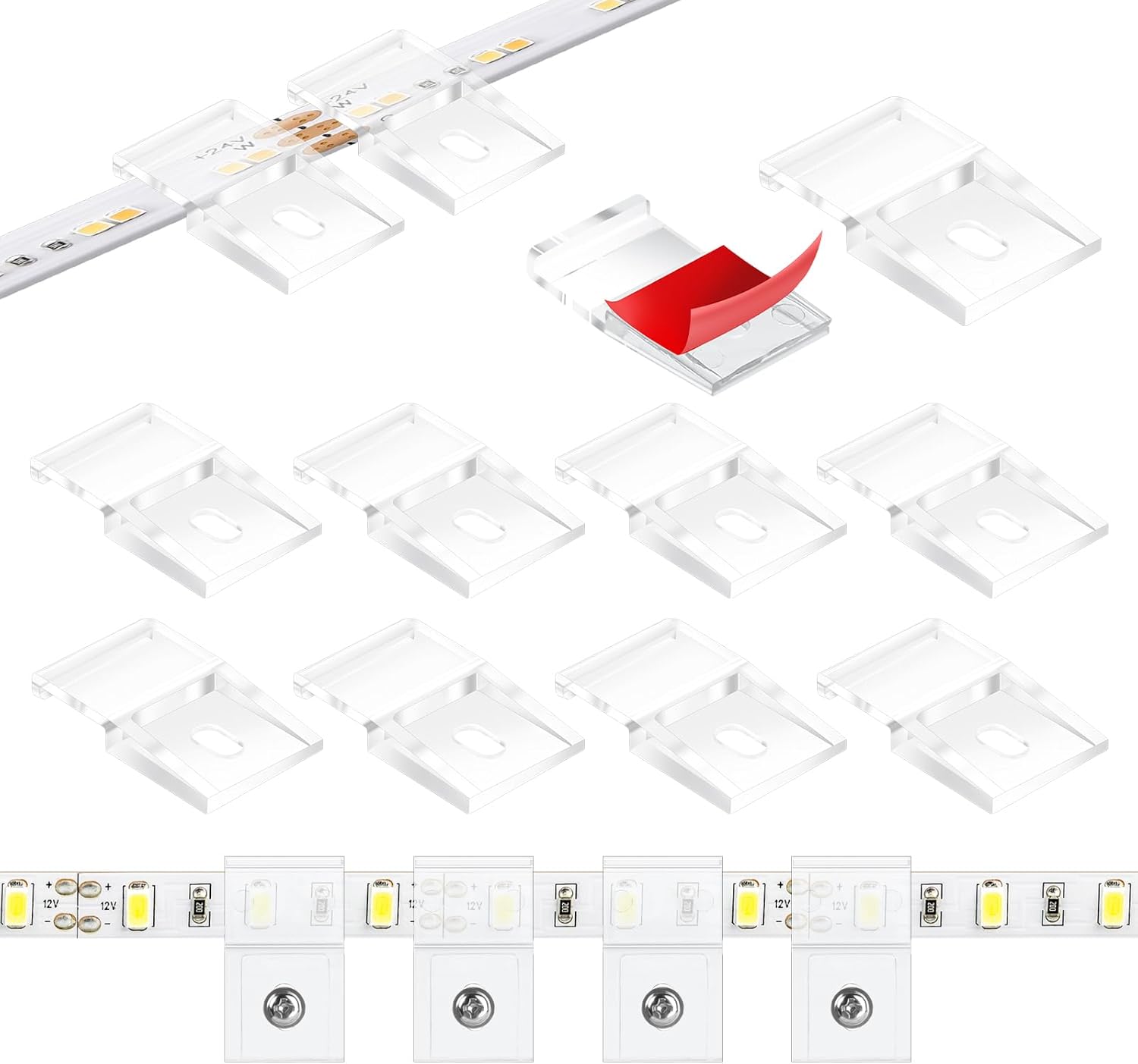 Amazon.com: Sliverdew 20Pcs LED Strip Light Mounting Clips Self ...