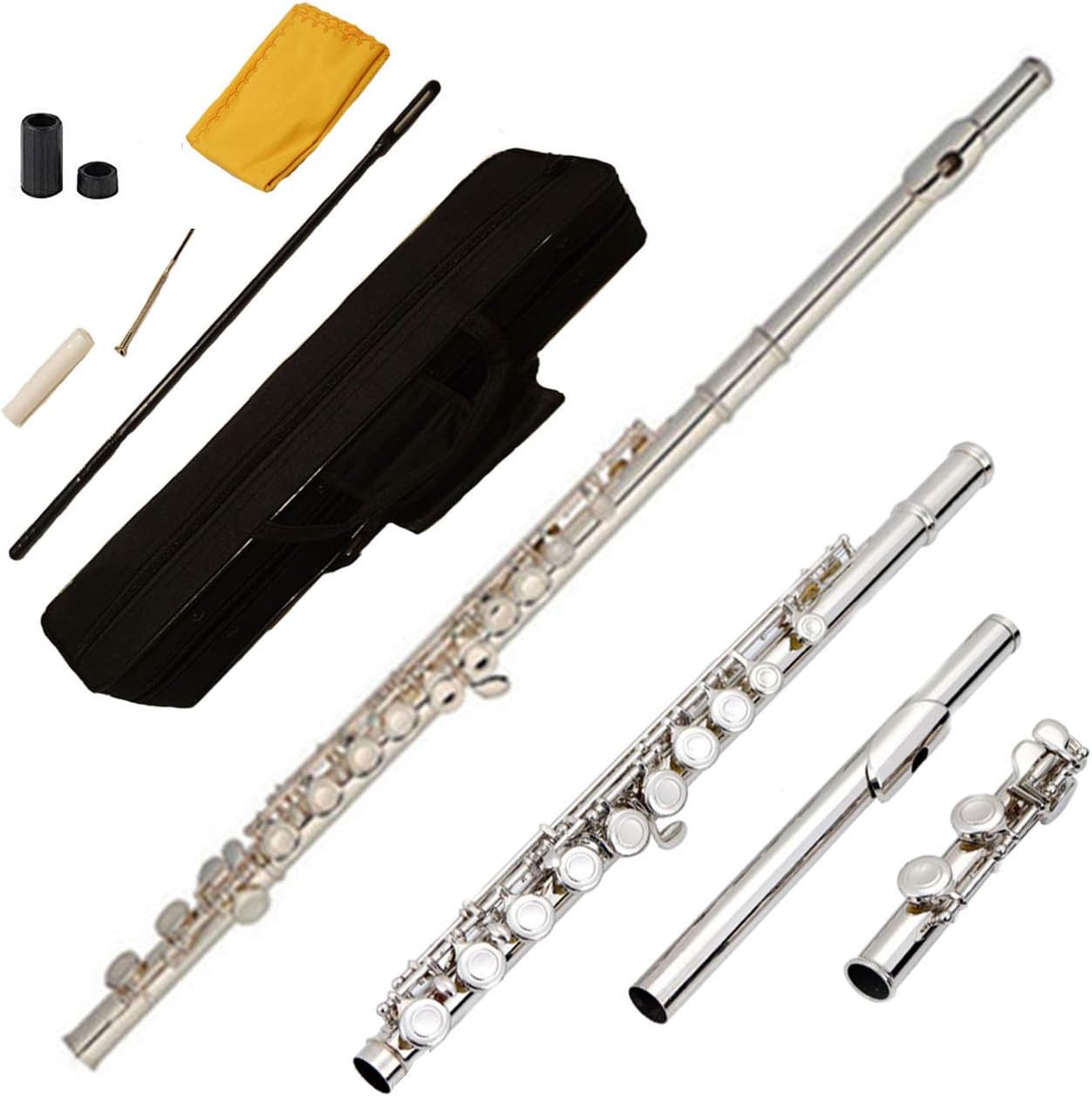 Funion Flute Set C Flute Closed hole With Case Rod Screwdriver Cleaning ...