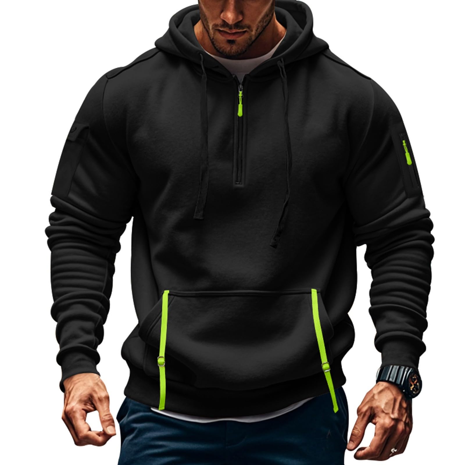 DNKZWUPUP Tactical Hoodies for Men Quarter Zip Pullover Men Vintage ...