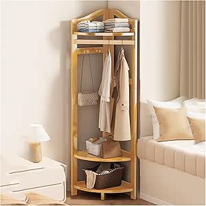 Corner Hall Tree with Shoe Storage and Coat Rack Freestanding Wood ...