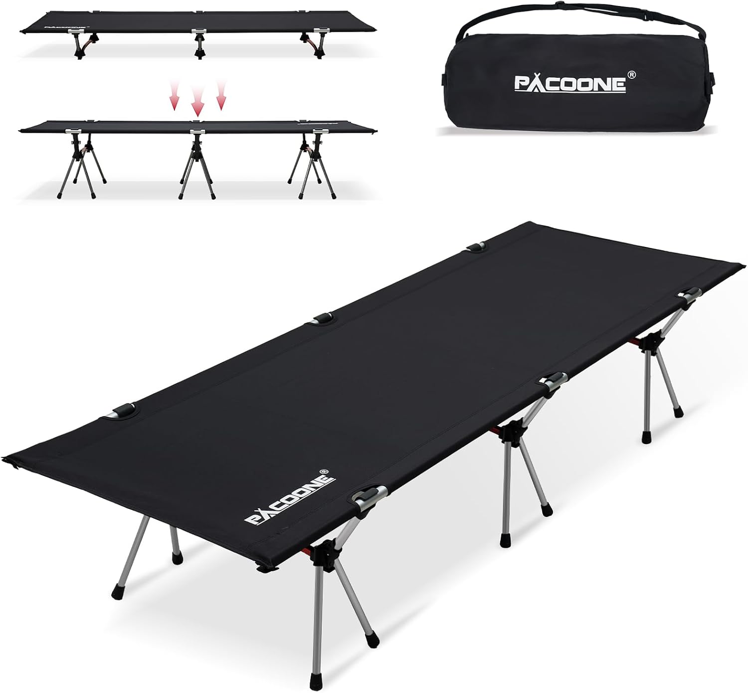 Amazon.com: PACOONE 2-in-1 Ultralight Folding Camping Cot with Leg ...