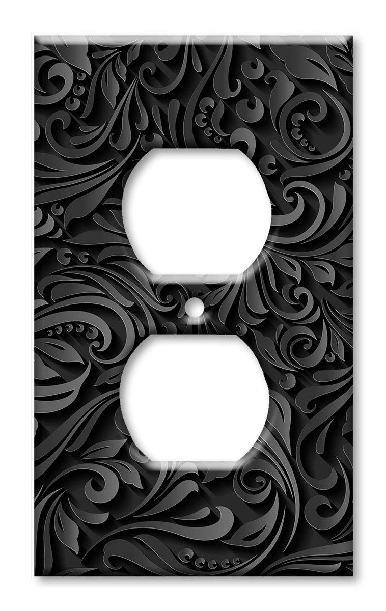 Art Plates - Duplex Black Outlet Cover Decorative Metal Wall Plate - 1 ...