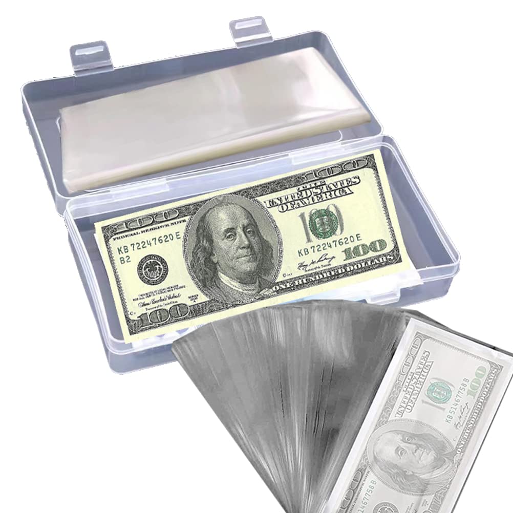 XYZsundy 100 Pieces Clear Paper Money Holders for Cash Collectors with ...