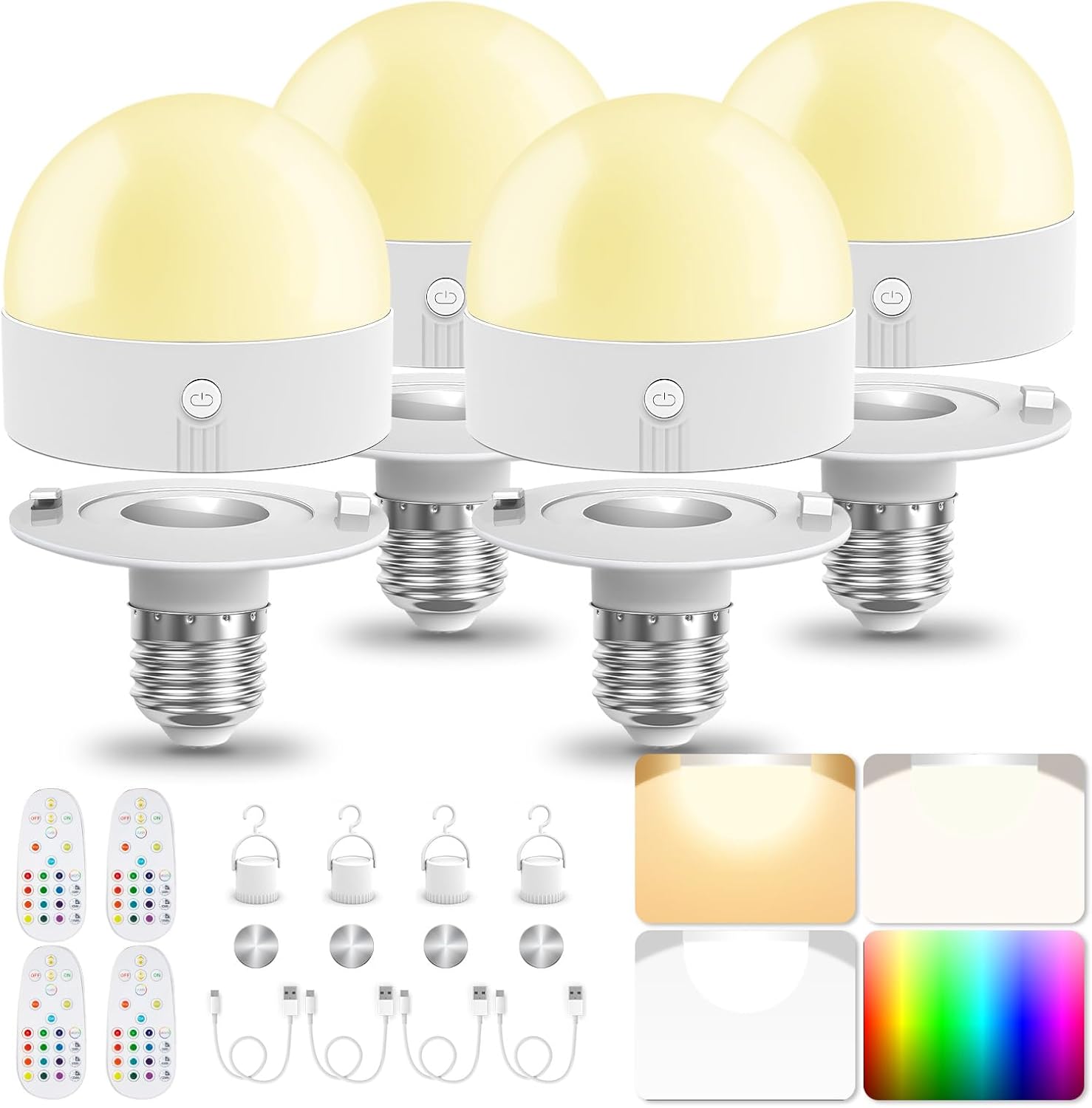 DAYBETTER E26 Rechargeable Light Bulb with Remote and Timer, Battery ...