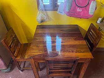 Porash Furniture Sheesham Wood 4 Seater Dining Table with 4 Cushion ...