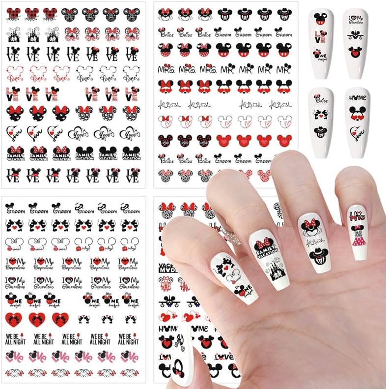 Amazon.com: 6 Sheets Cartoon Nail Art Stickers 3D Self Adhesive Cartoon ...