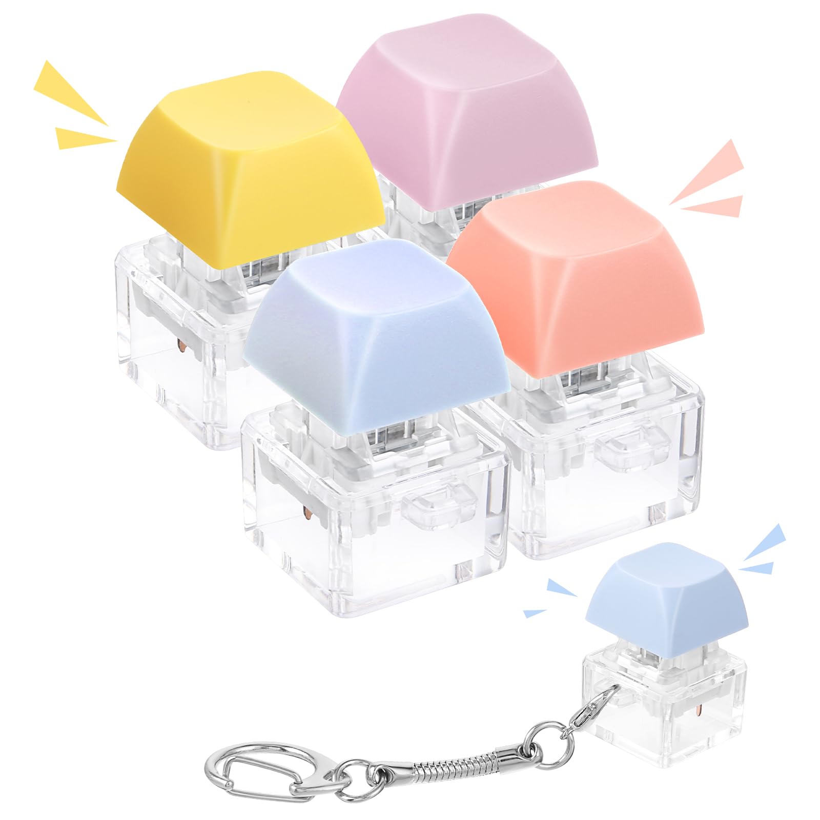 Amaxiu 4 Pcs Pastel Colors Keyboard Keychain, Blue Switches Keycap Key ...