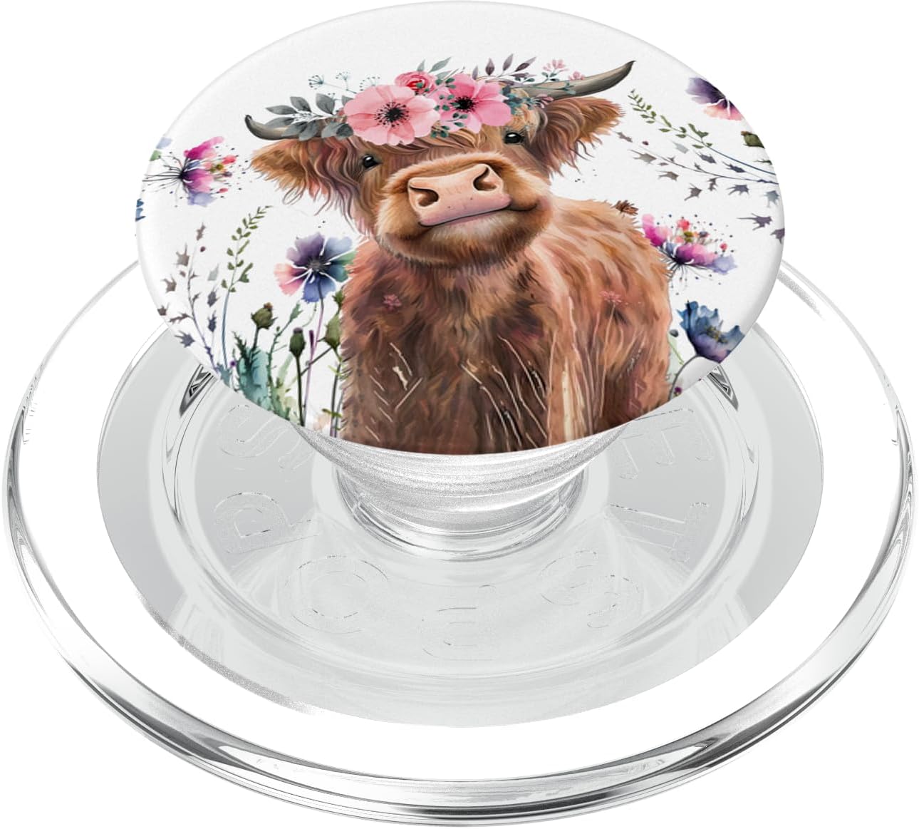 Amazon.com: Cute Baby Highland Cow Floral Scottish Cow Watercolor ...