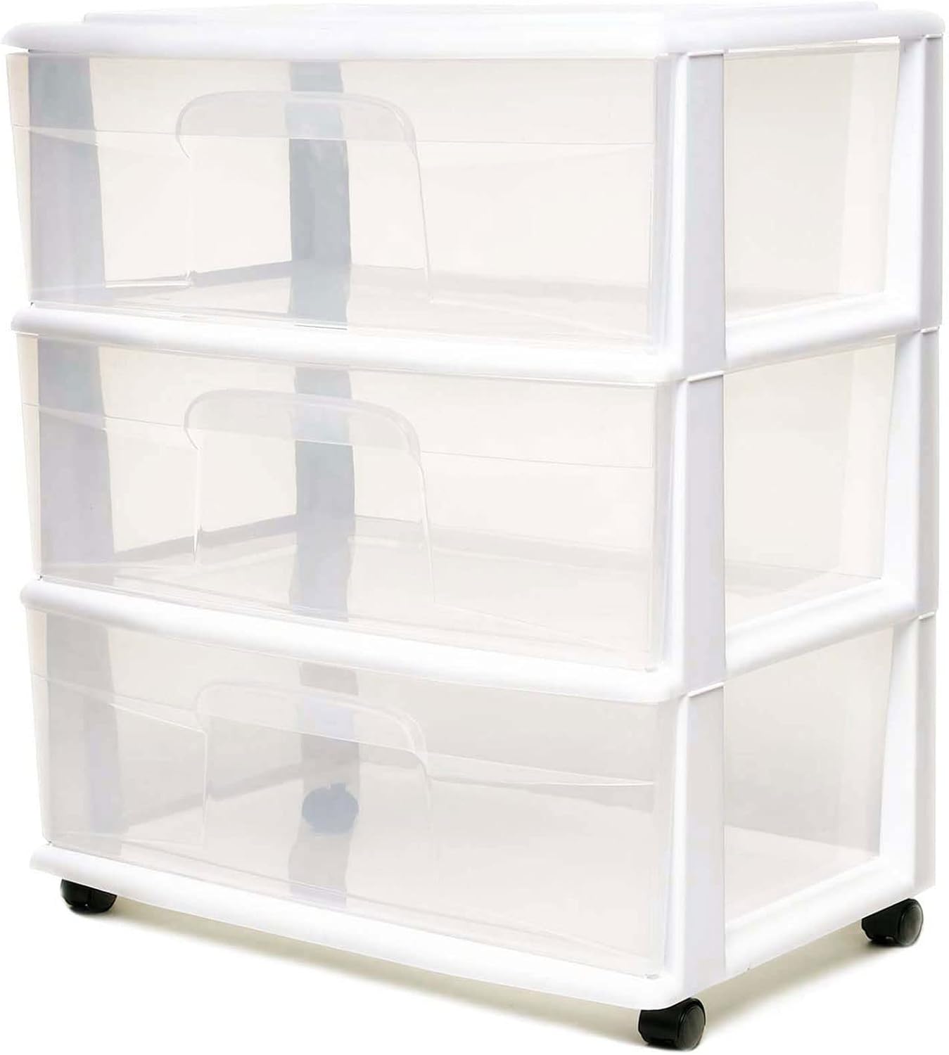 Amazon.com: HOMZ 3 Drawer Small Plastic Rolling Storage Container Wide ...