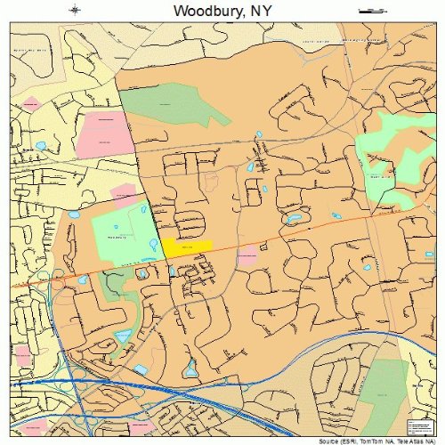 Large Street & Road Map of Woodbury, New York NY - Printed poster size ...