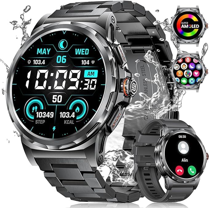 Smart Watch for Men Full Touchscreen GPS Tracking Bluetooth Call Dial ...