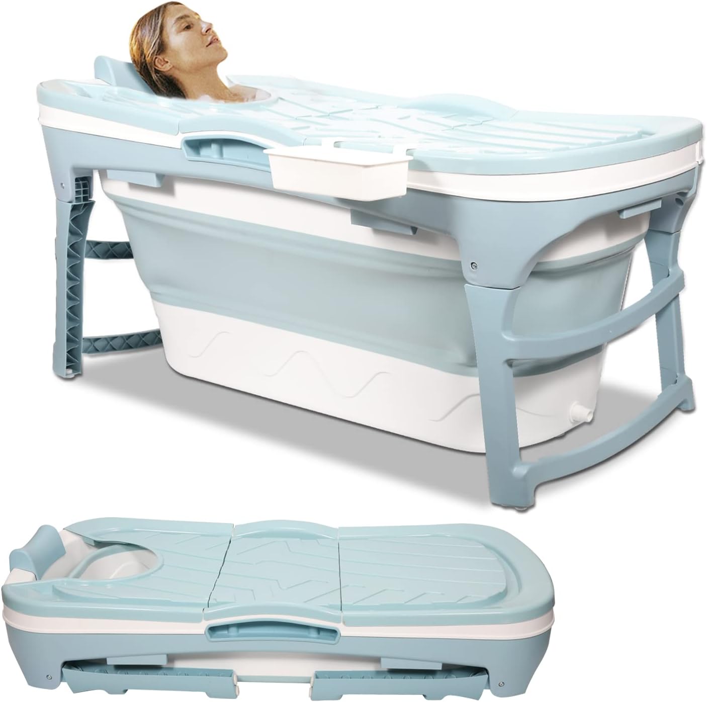 Sinbide Baignoire Pliable Adulte, Grand Antidérapant Baignoires ...