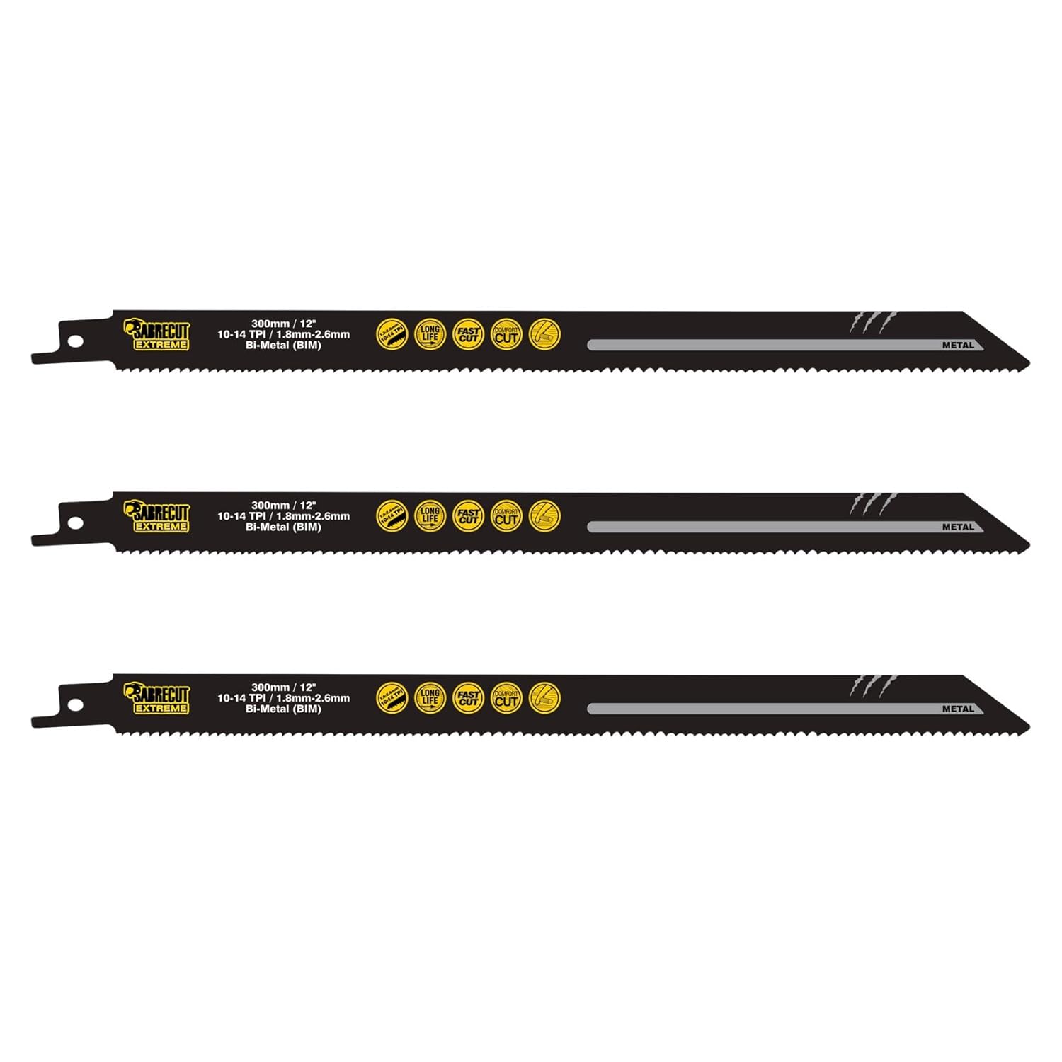 3 x SabreCut SCRS1222VF 300mm 10-14 TPI S1222VF Fast Metal Cutting ...