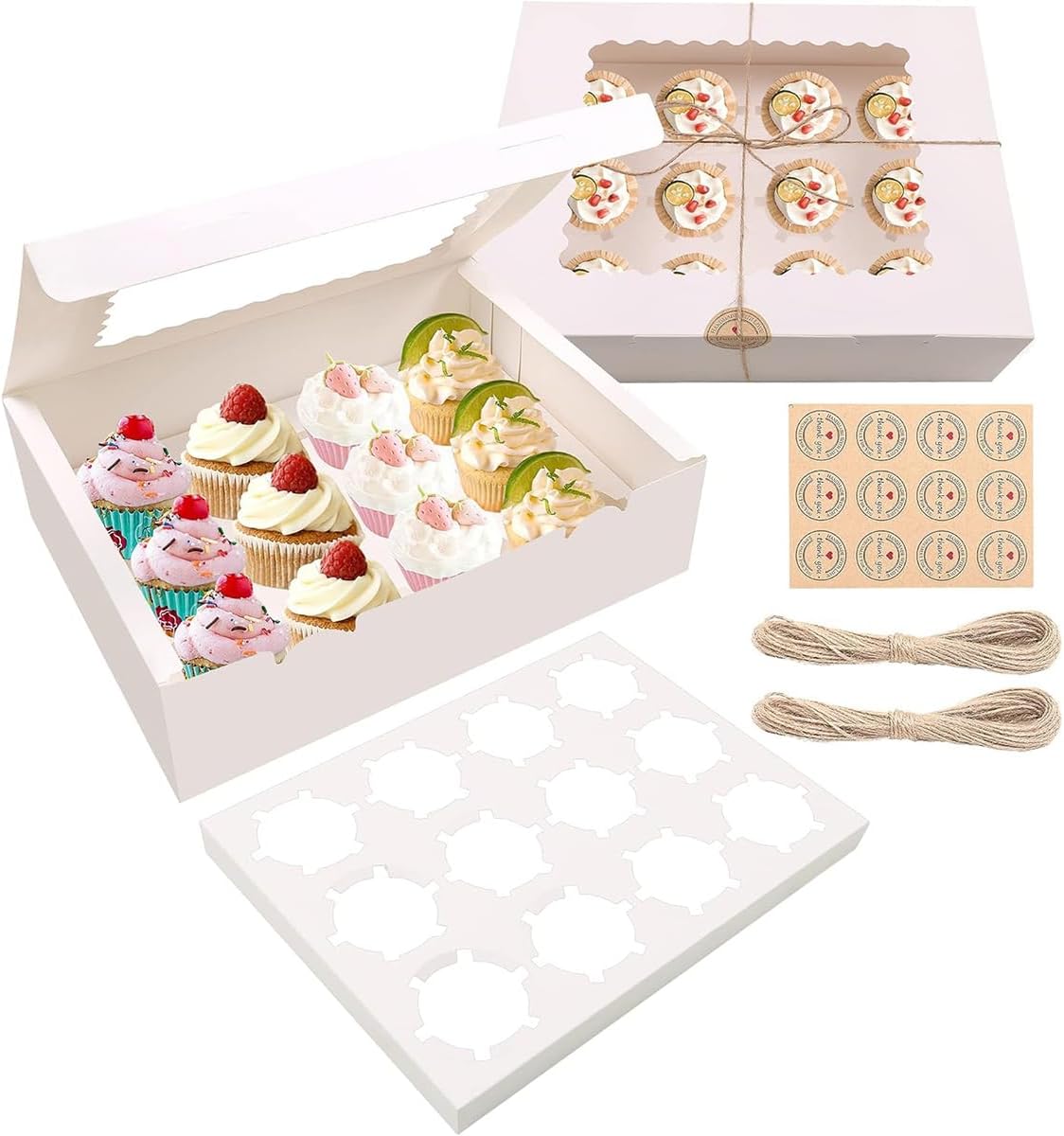 PME CBO906 Extra Deep Cupcake Box for 12 Cakes, White, 31 x 22 x 14 cm ...