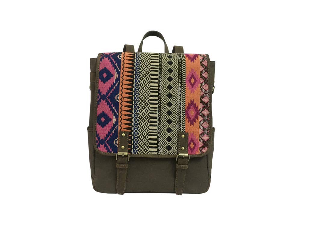 Moyash Inc. Brown Canvas with PU Leather Backpack : Amazon.in: Fashion