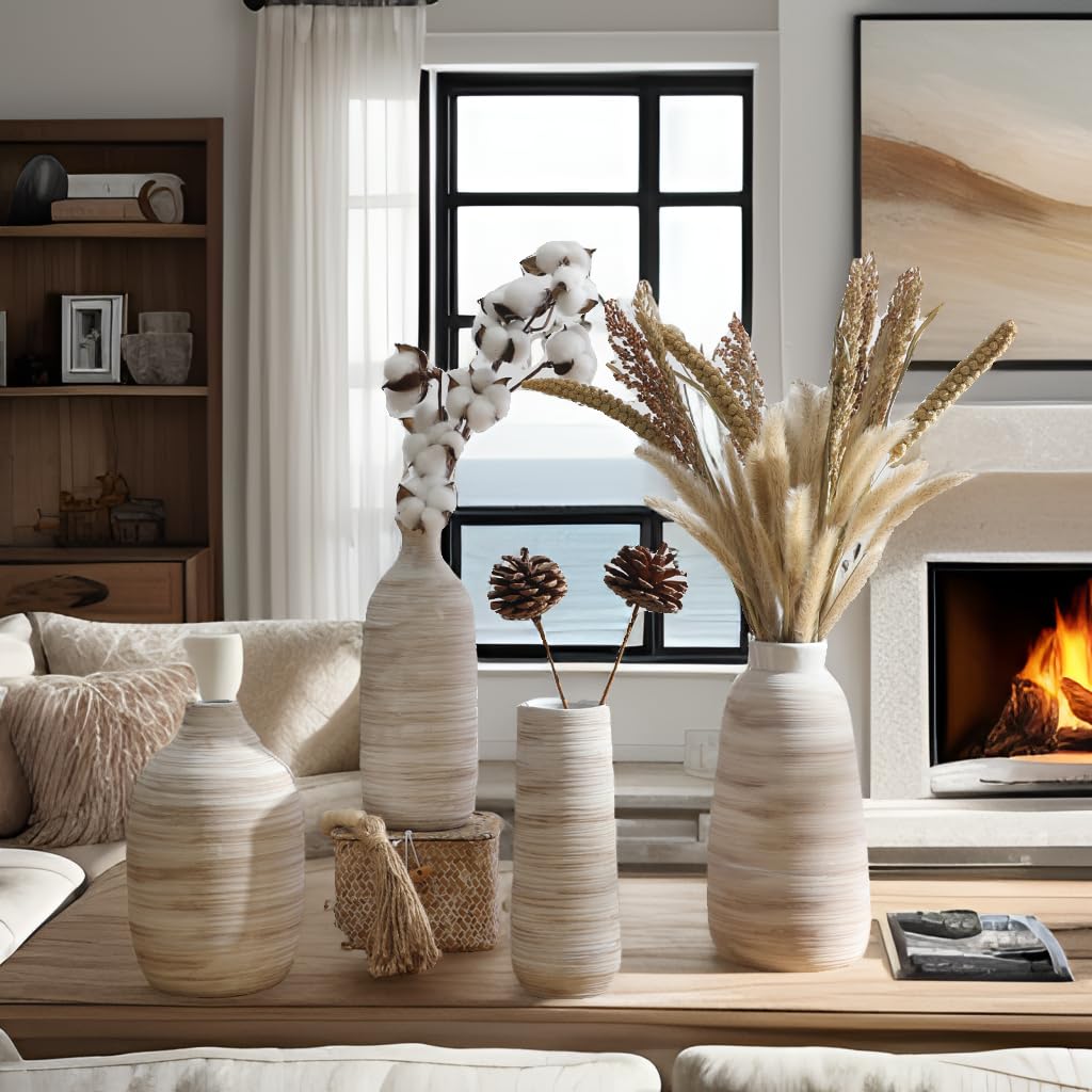 Snapklik.com : White Ceramic Vase 11 Inch Tall, Boho Vases For Tulips ...