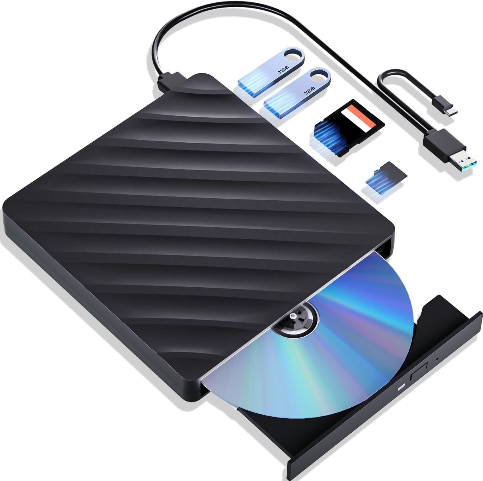 Amazon.com: Yaeonku External Blu Ray Drive, Portable Bluray Drives CD DVD BD Reader, USB 3.0 ...
