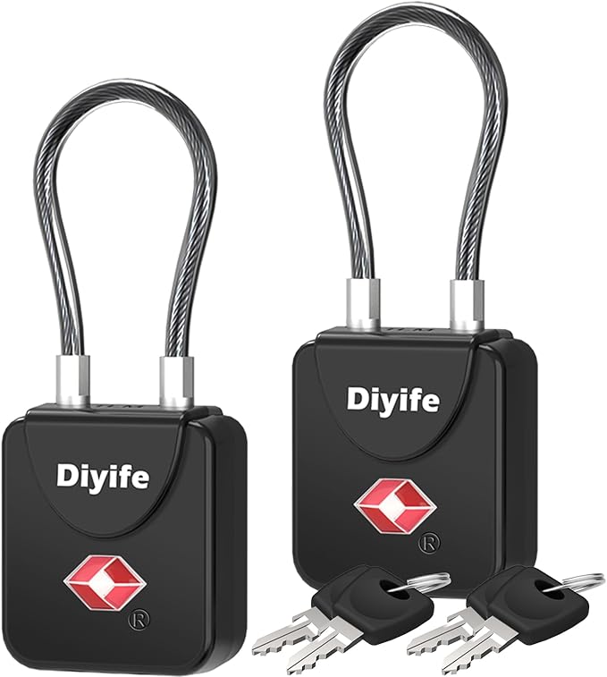 TSA Luggage Locks with Keys, [2 Pack] Diyife Security Suitcase Padlocks ...