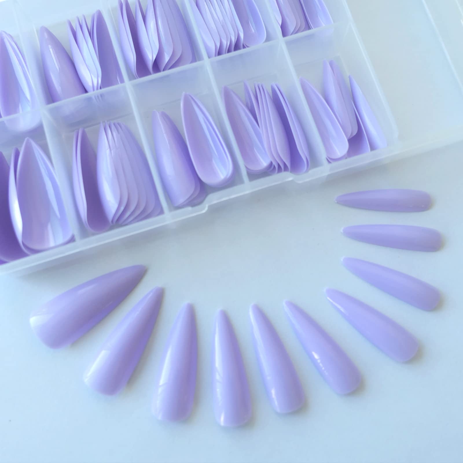 Amazon.com: Lifextol Long Stiletto Nail Tips Glossy Fake Nail 100PC ...