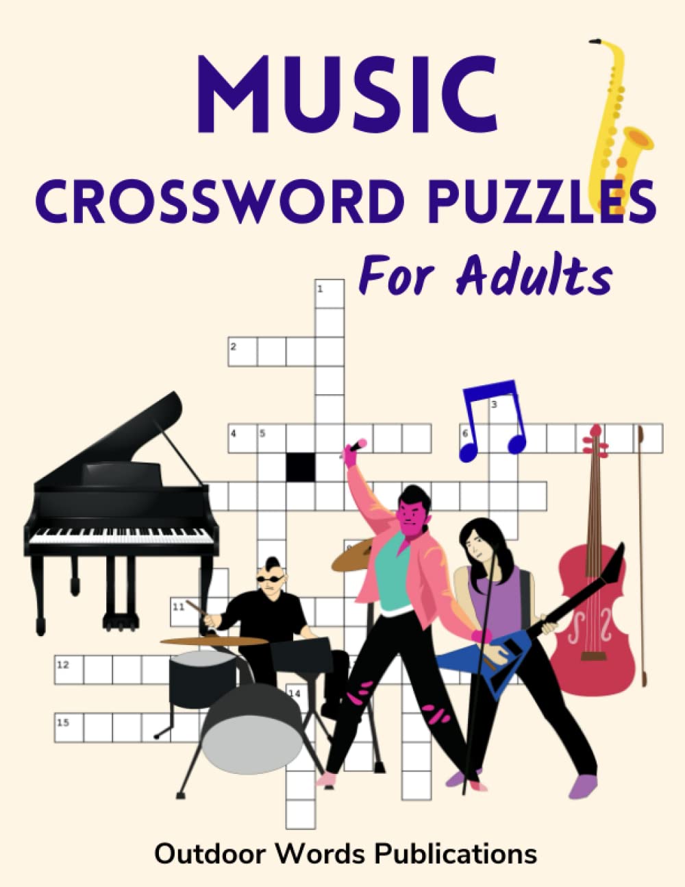 Music Crossword Puzzles For Adults: Challenging Puzzle Book for ...
