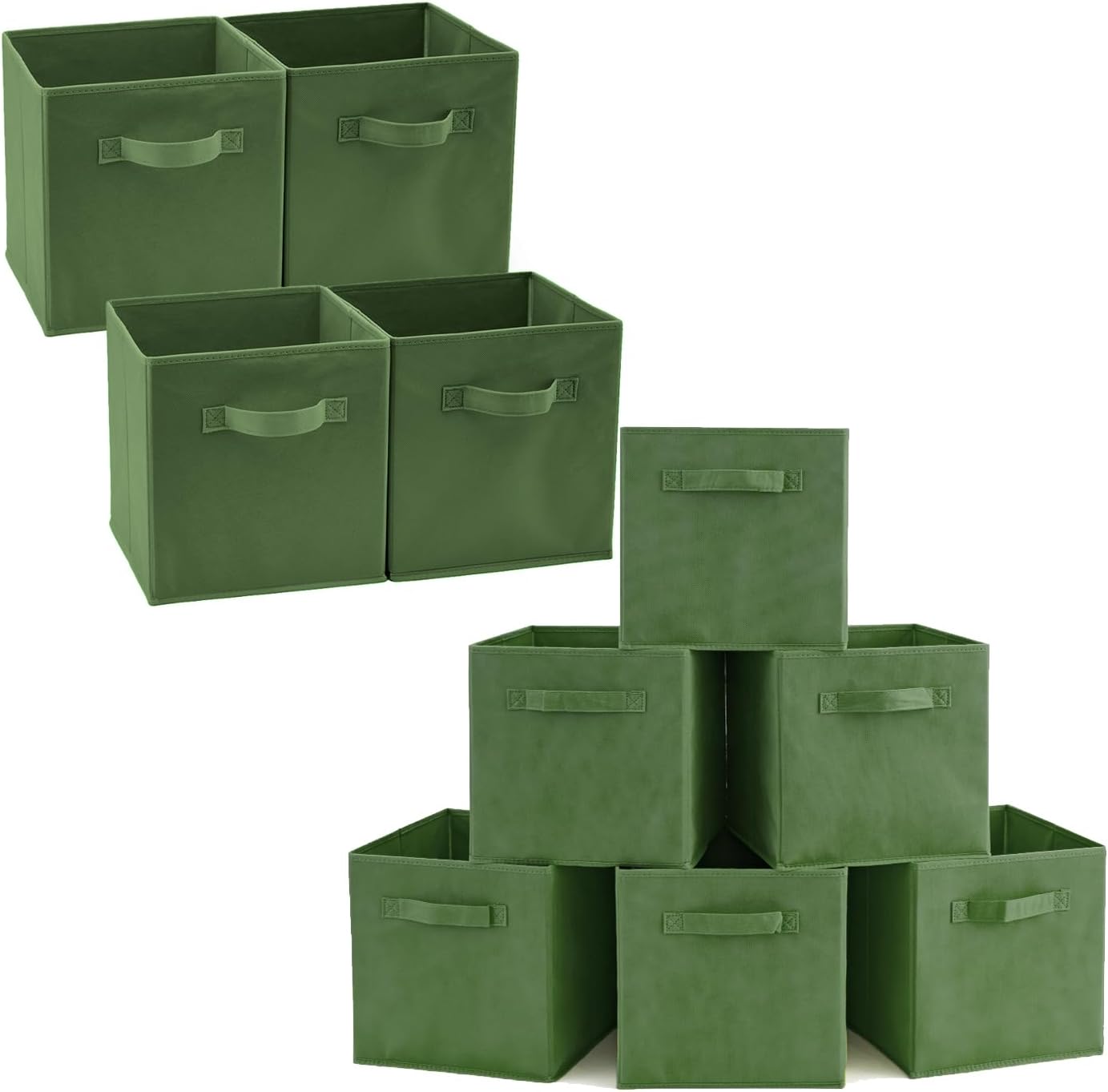 Amazon.com: EZOWare Set of 10 Fabric Basket Bins, Kale Green ...