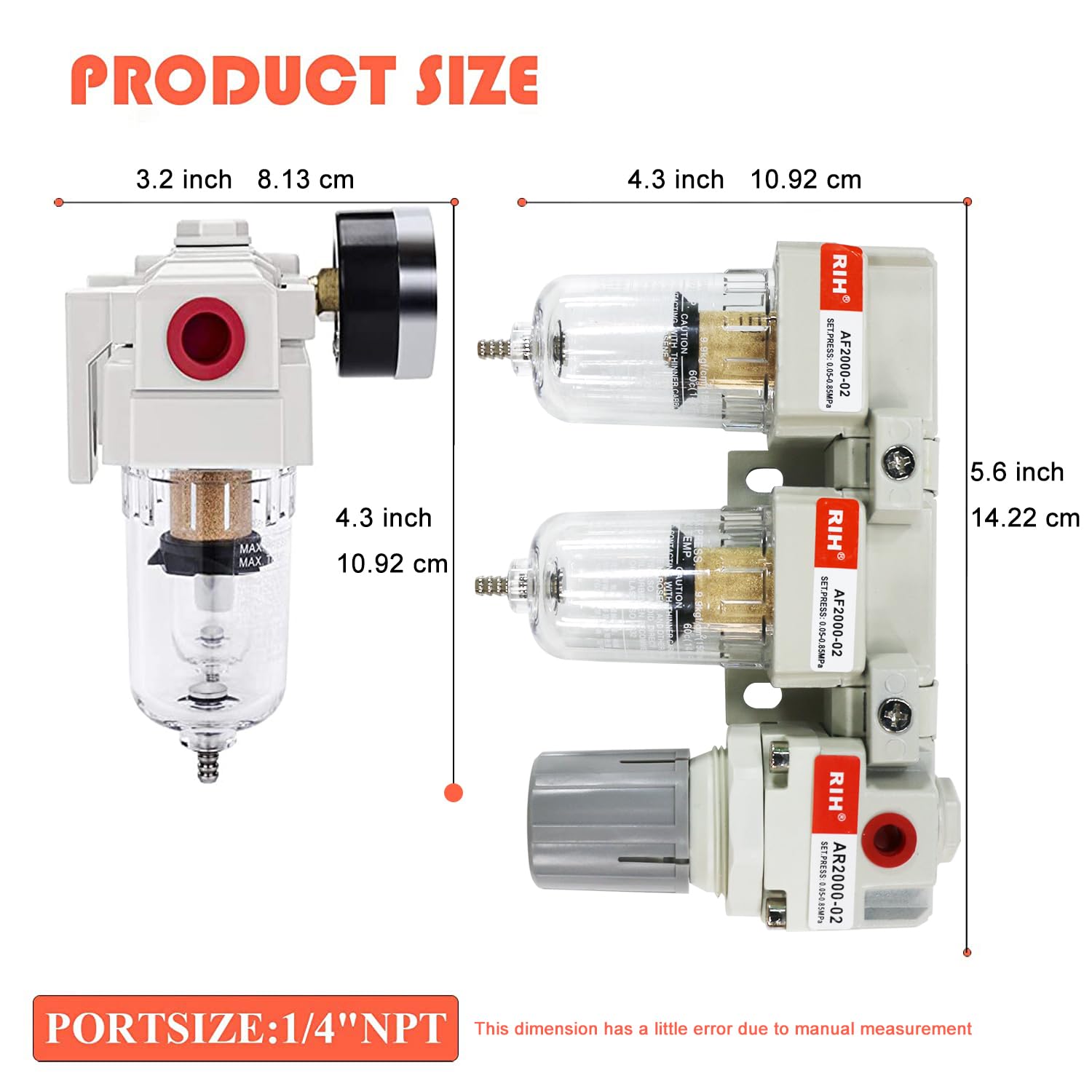 Snapklik.com : RIH Pneumatics DFR-02 1/4 NPTCompressed Air Double ...